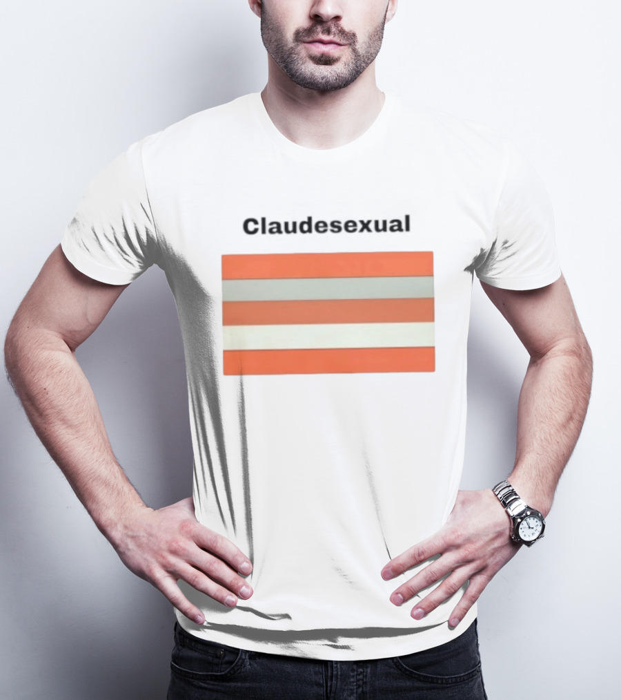 Claudesexual Pride Flag LGBTQ Identity Orange And Gray Stripes T-Shirt
