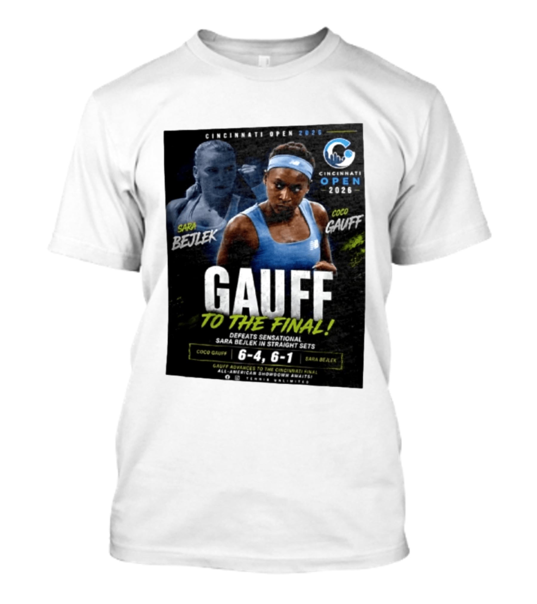 Coco Gauff Advances To Cincinnati Open 2026 Final Defeating Sara Bejlek 6 4 6 1 T-Shirt