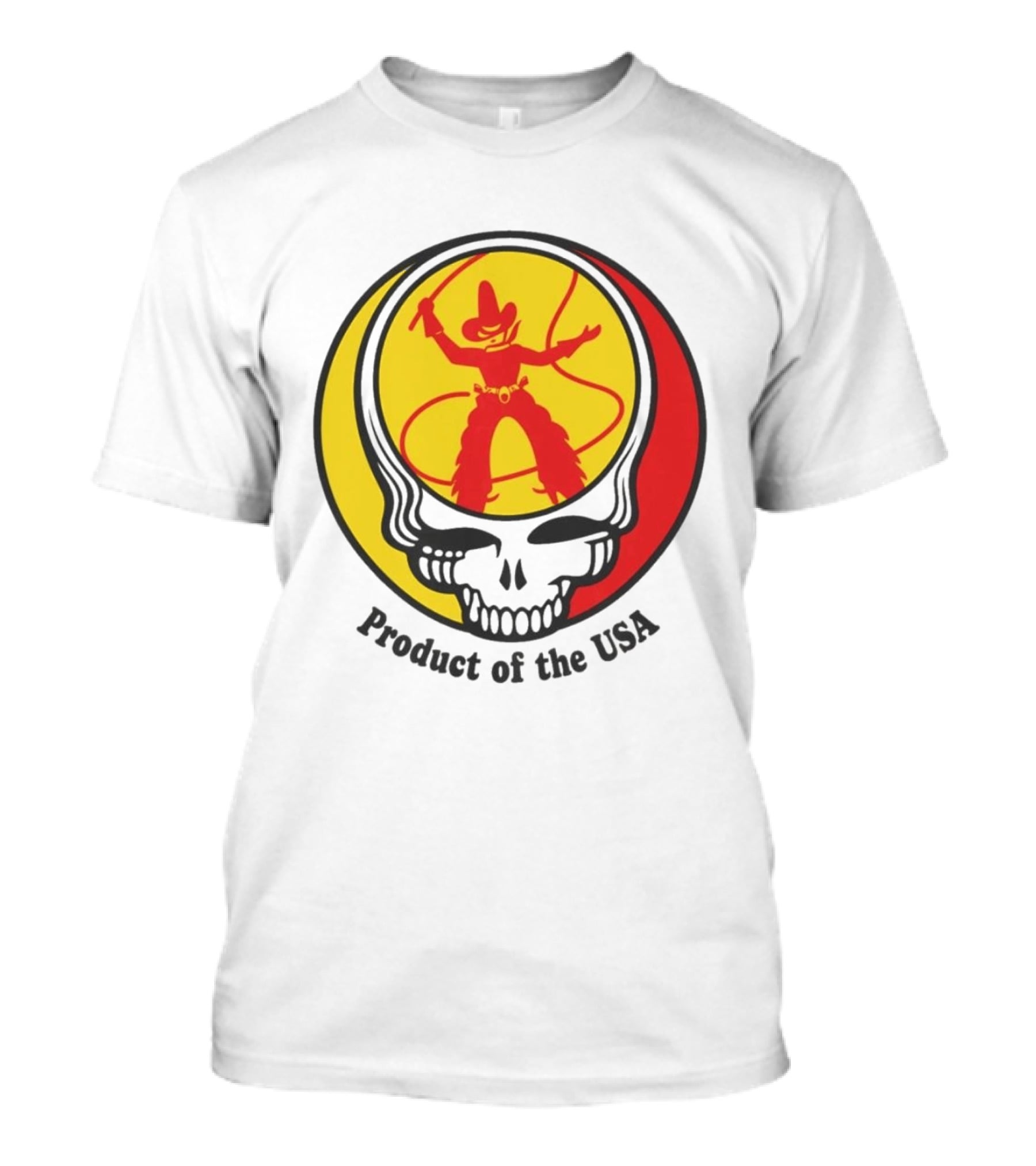 Dead Set Texas Pete Hot Sauce Cowboy Roper Skull USA T-Shirt