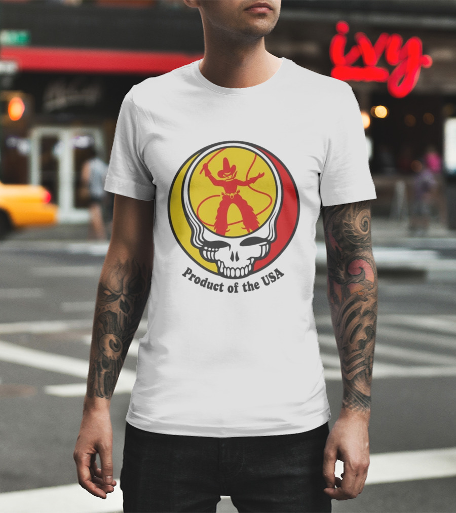 Dead Set Texas Pete Hot Sauce Cowboy Roper Skull USA T-Shirt
