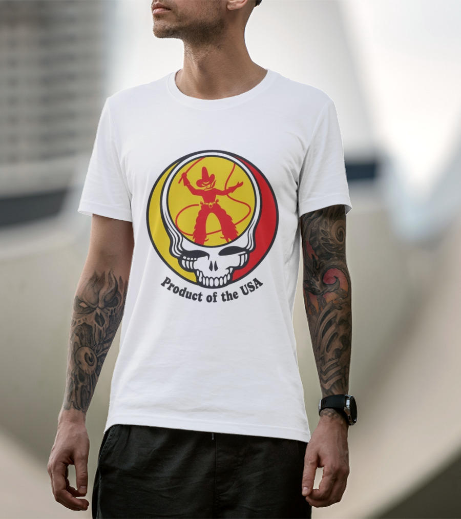 Dead Set Texas Pete Hot Sauce Cowboy Roper Skull USA T-Shirt