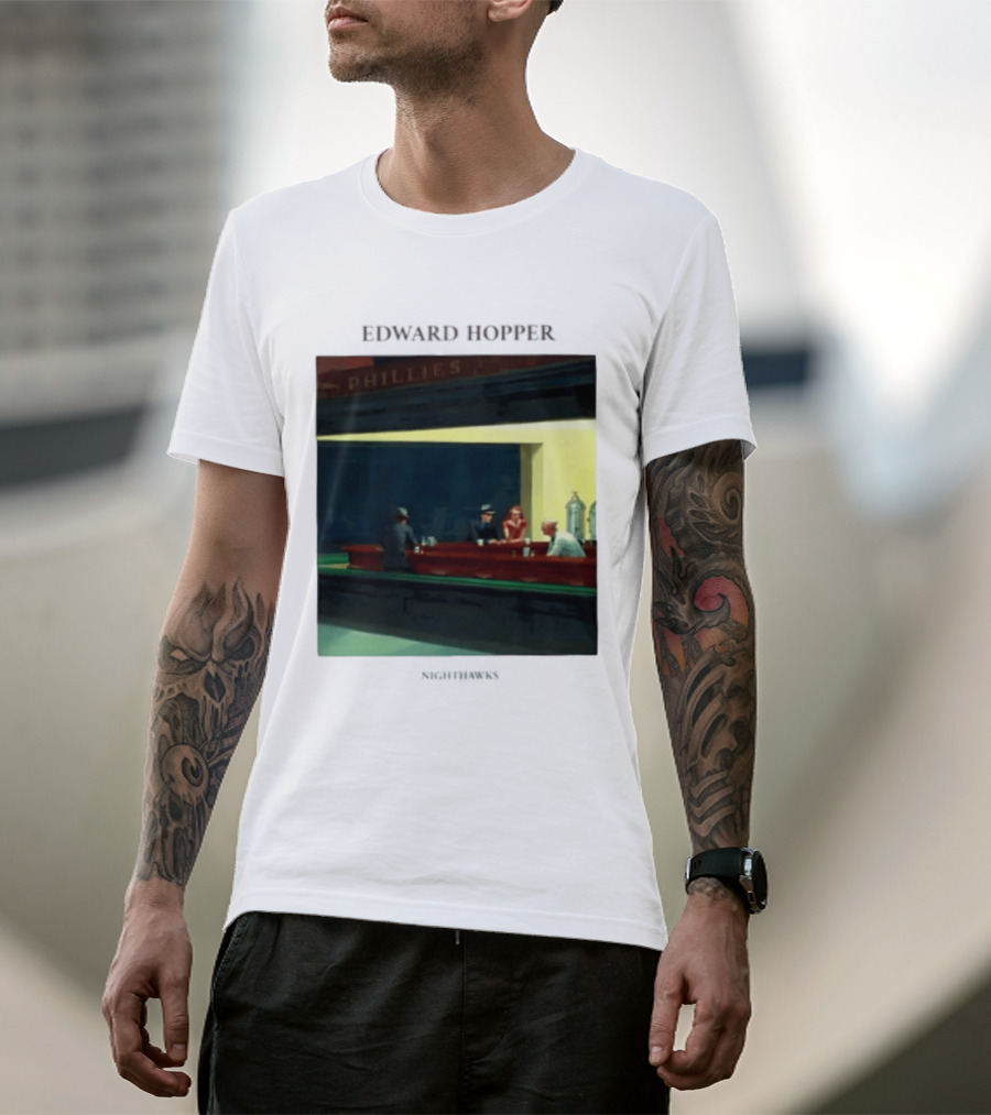 Edward Hopper Nighthawks Phillies Painting T-Shirt