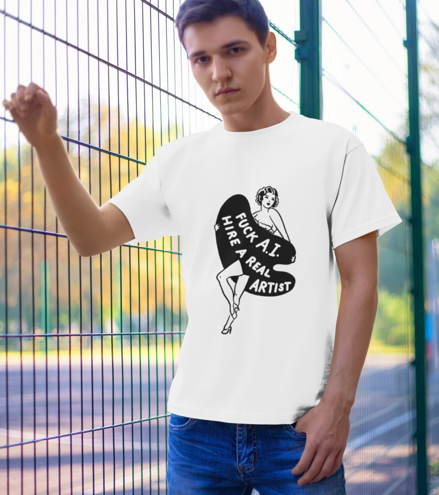 Fuck AI Hire A Real Artist Vintage Pin Up Style Palette T-Shirt