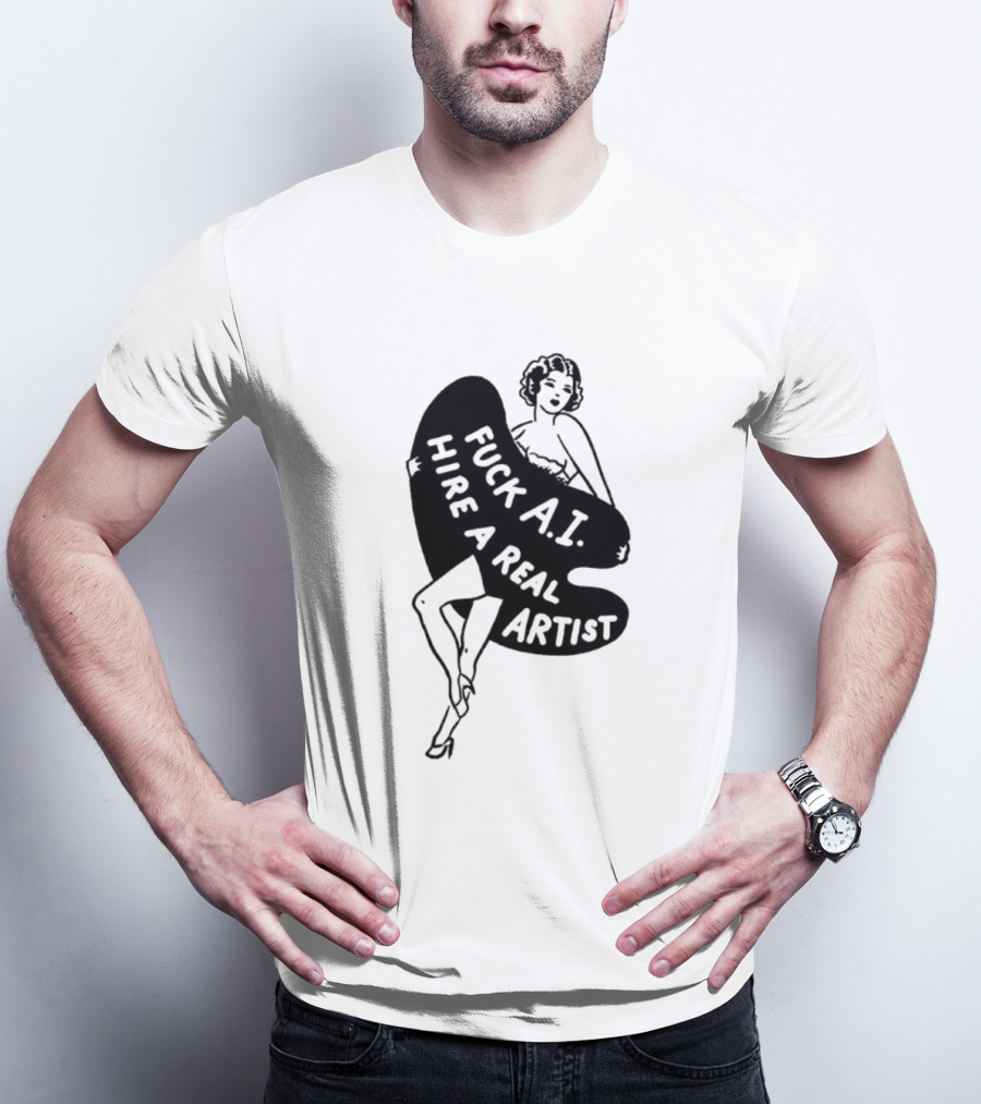 Fuck AI Hire A Real Artist Vintage Pin Up Style Palette T-Shirt