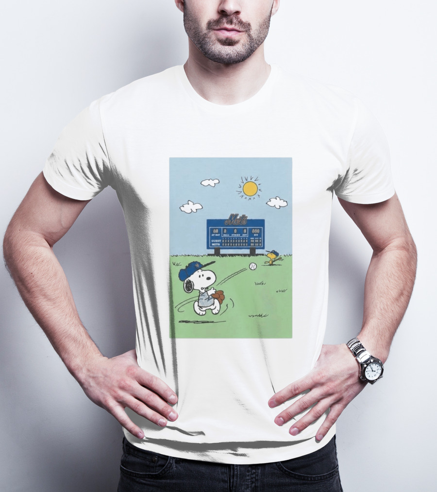 NY Mets Peanuts Snoopy Baseball Game Day T-Shirt