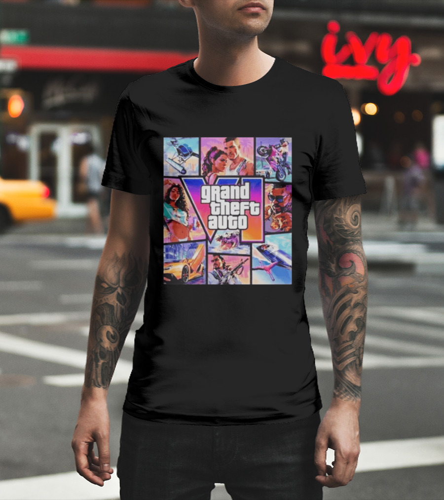Grand Theft Auto VI Vice City Stories Helicopter Motorbike Rockstar Games T-Shirt