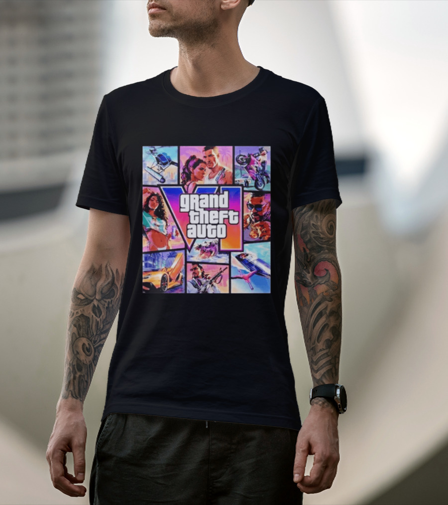 Grand Theft Auto VI Vice City Stories Helicopter Motorbike Rockstar Games T-Shirt