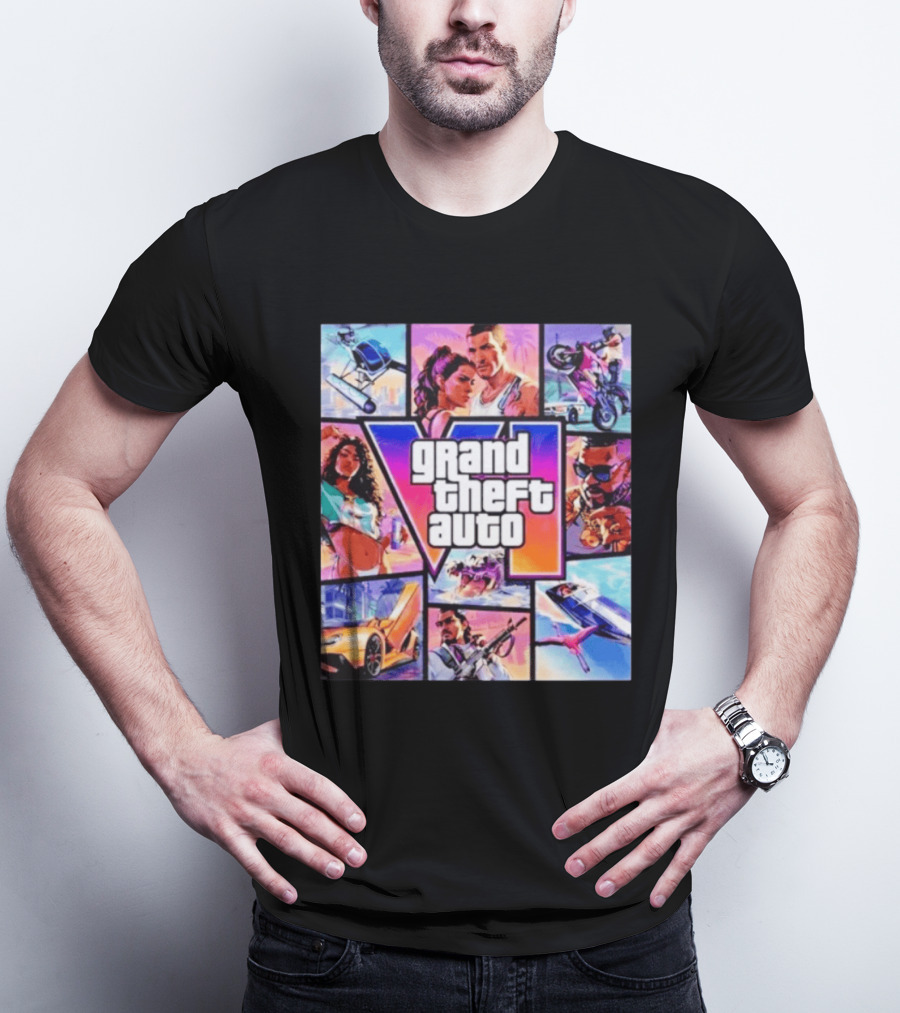 Grand Theft Auto VI Vice City Stories Helicopter Motorbike Rockstar Games T-Shirt