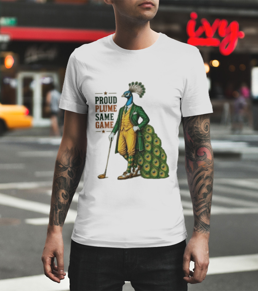 Proud Plume Same Game Peacock Golf Club Cartoon T-Shirt