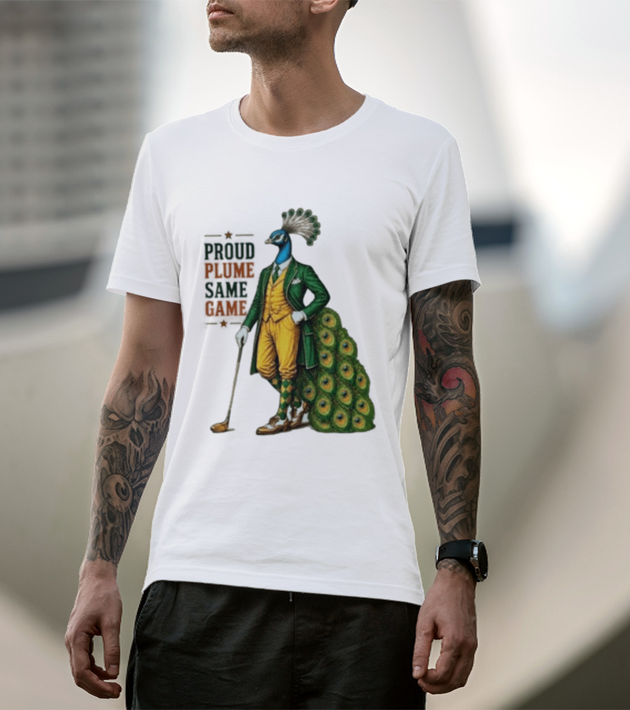 Proud Plume Same Game Peacock Golf Club Cartoon T-Shirt