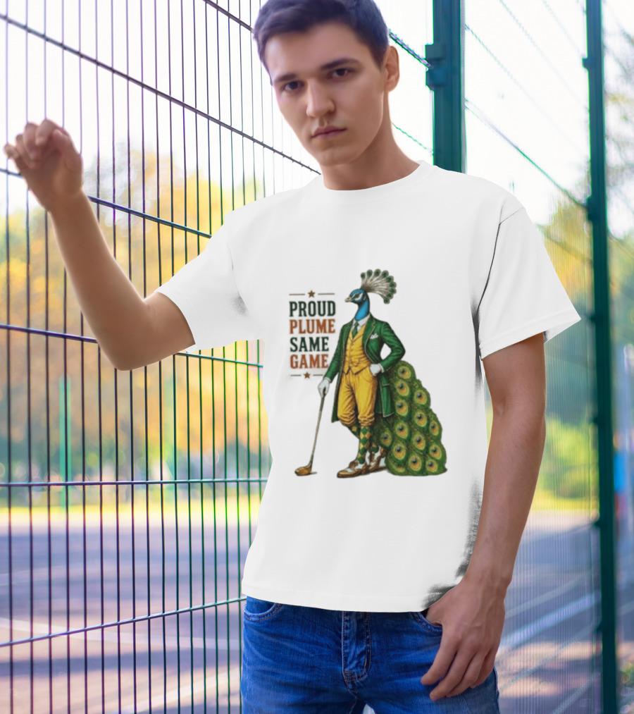 Proud Plume Same Game Peacock Golf Club Cartoon T-Shirt