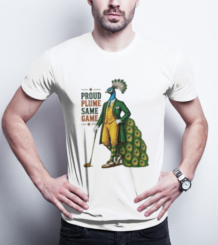 Proud Plume Same Game Peacock Golf Club Cartoon T-Shirt
