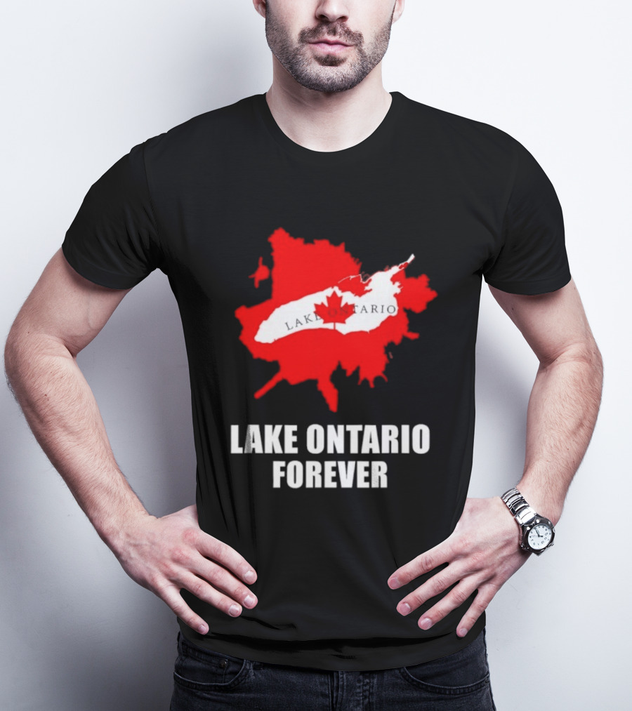 Lake Ontario Forever Canada Map Red Leaf T-Shirt