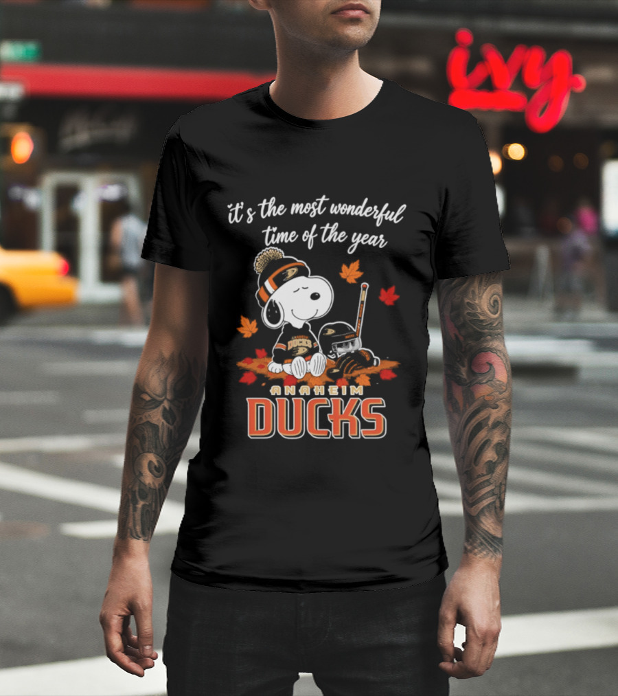 Anaheim Ducks Snoopy Halloween It's The Most Wonderful Time Of The Year 2026 T-Shirt