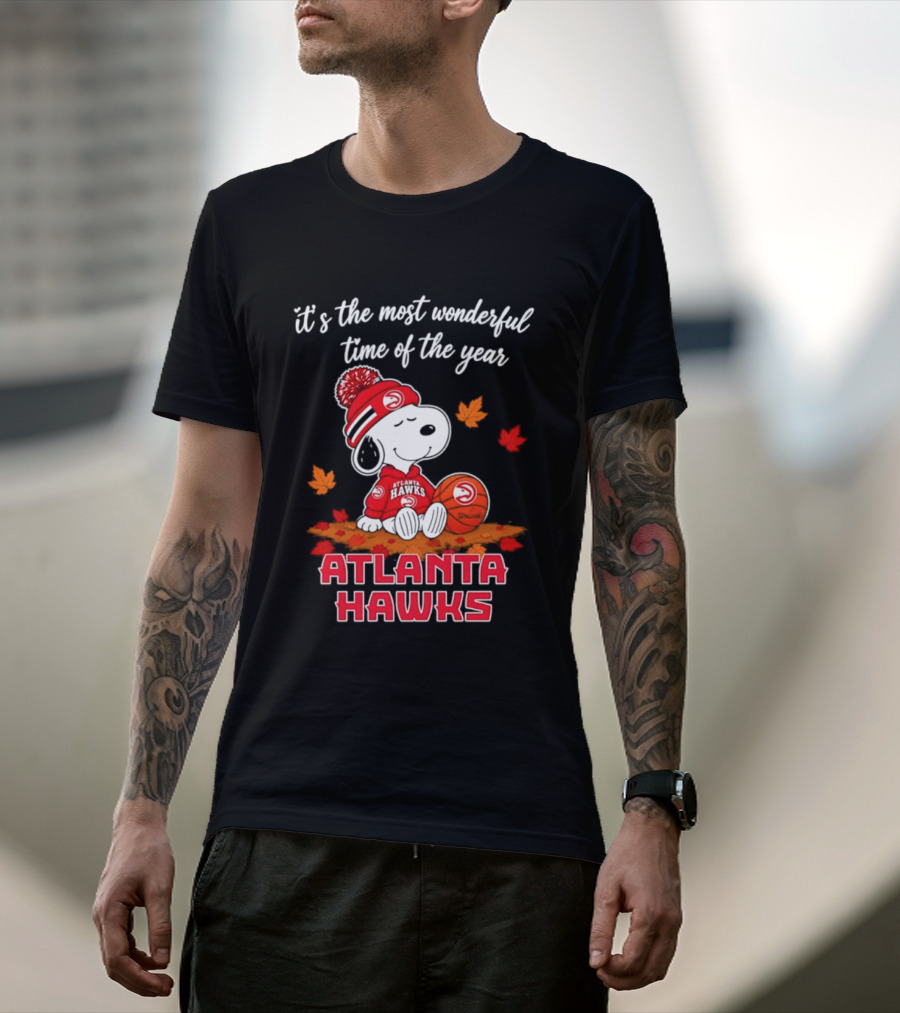 Atlanta Hawks Snoopy Halloween 2026 It's The Most Wonderful Time Of The Year T-Shirt