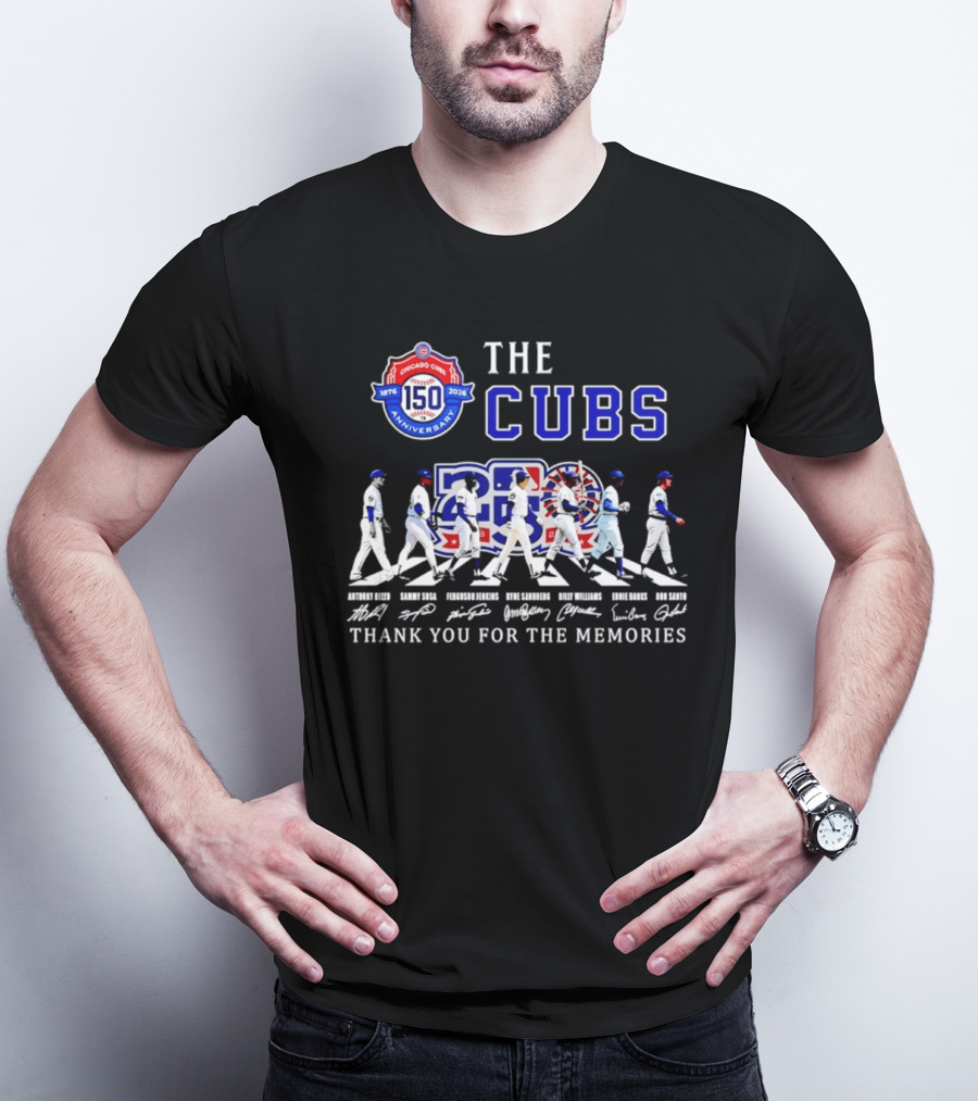 The Cubs 150th Anniversary 1876 2026 Thank You For The Memories 2026 Season Signatures T-Shirt