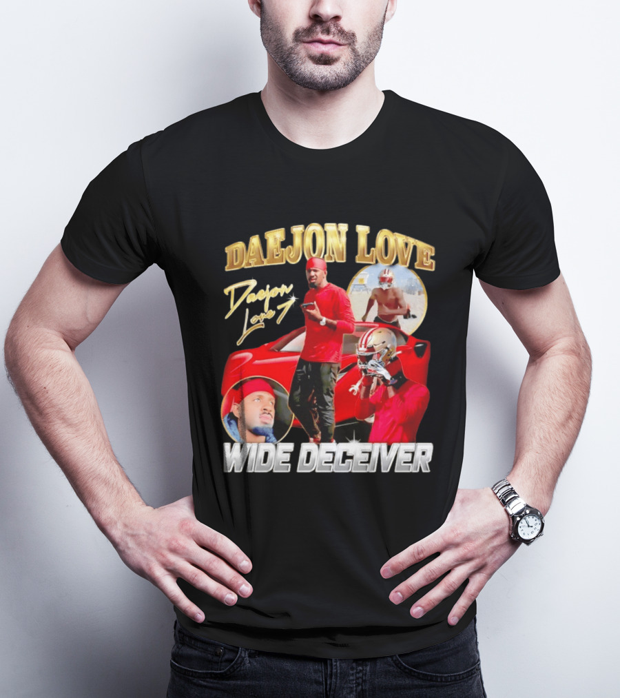 Daejon Love Wide Deceiver Football Tribute Red Car T-Shirt
