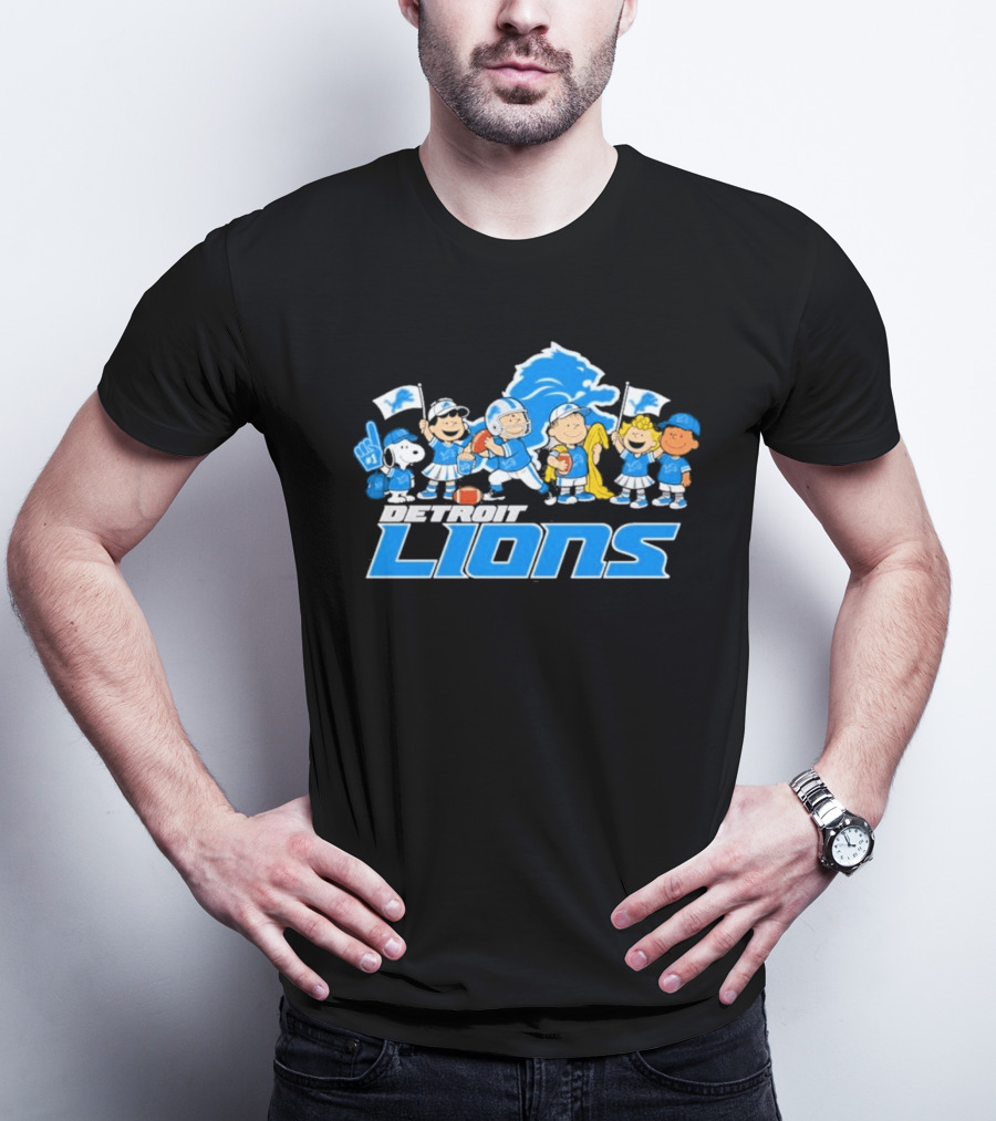 Detroit Lions Peanuts Characters Let's Go Team T-Shirt