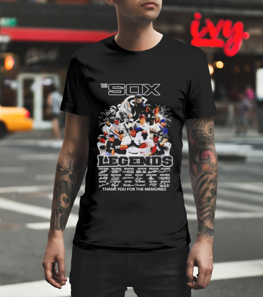 The Sox Legends Chicago White Sox Thank You For The Memories MLB Signatures T-Shirt