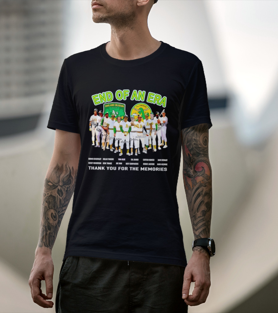 Oakland Athletics End Of An Era Oakland Coliseum A's Logo Thank You For The Memories T-Shirt