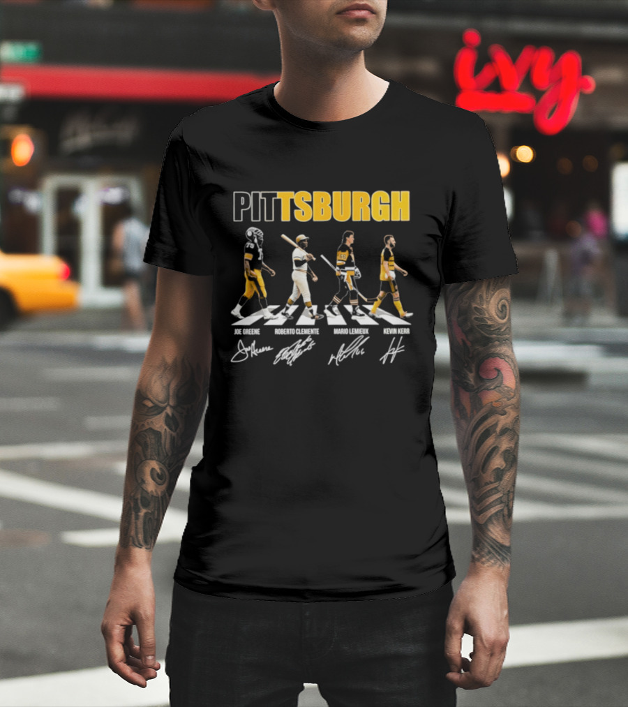 Pittsburgh Steelers Pirates Penguins Crossing Signatures T-Shirt