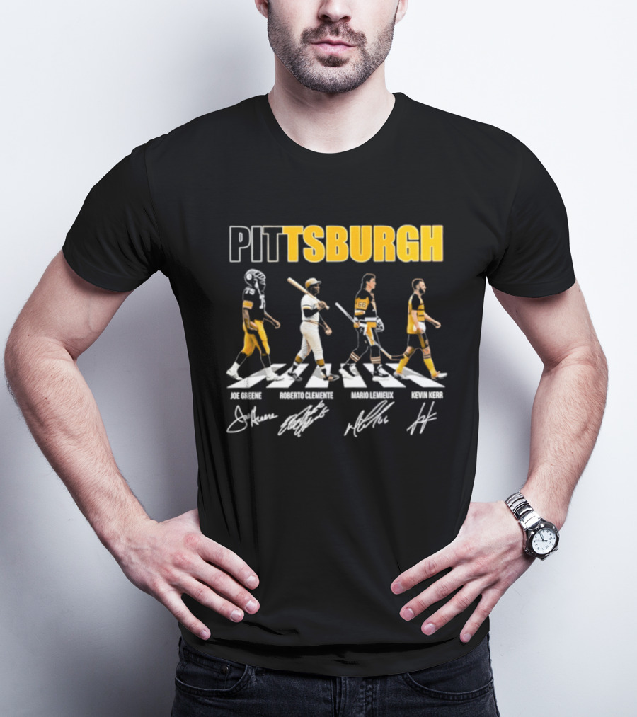 Pittsburgh Steelers Pirates Penguins Crossing Signatures T-Shirt
