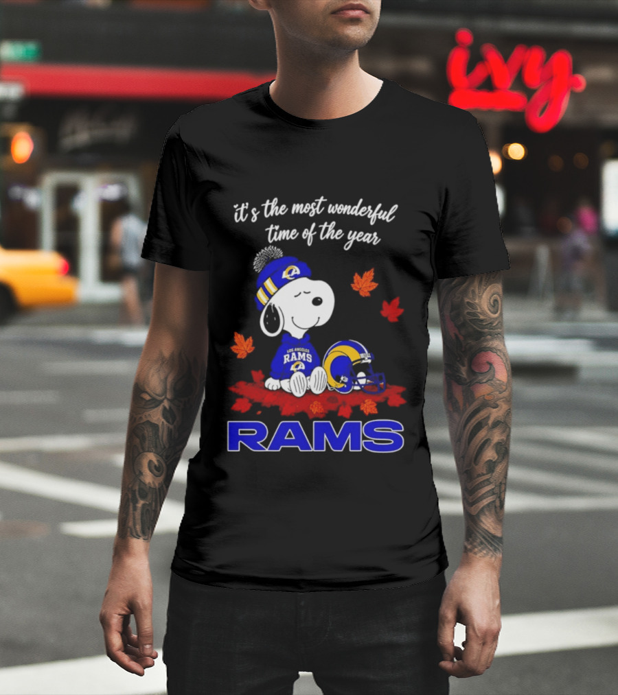 Los Angeles Rams Snoopy Fall Halloween It's The Most Wonderful Time Of The Year 2026 T-Shirt