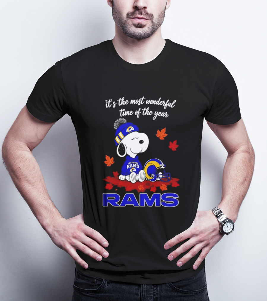 Los Angeles Rams Snoopy Fall Halloween It's The Most Wonderful Time Of The Year 2026 T-Shirt