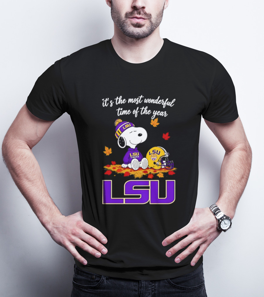 LSU Tigers Snoopy Wonderful Time Football Fall Leaves 2026 T-Shirt