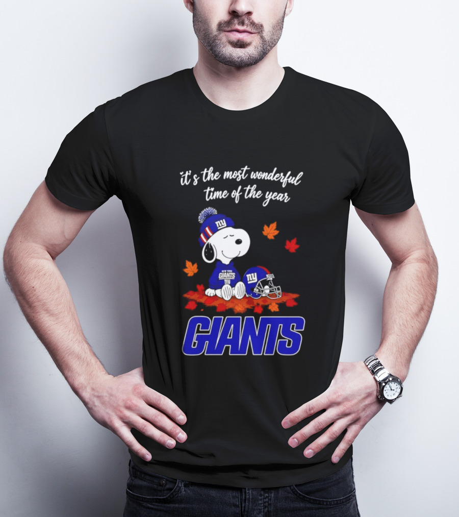 New York Giants Snoopy Fall Halloween 2026 Most Wonderful Time Of The Year T-Shirt
