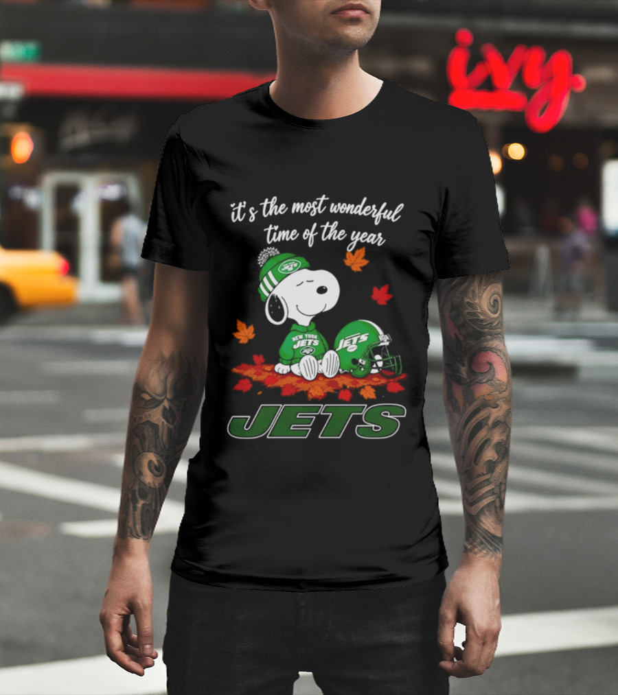 New York Jets Snoopy Fall Halloween 2026 Most Wonderful Time Of The Year T-Shirt