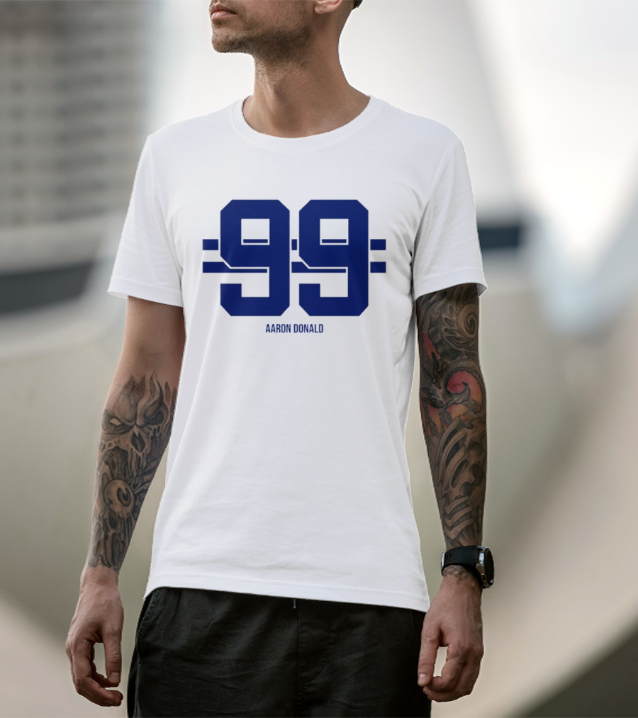 Aaron Donald 99 Los Angeles Rams Stripe Number T-Shirt