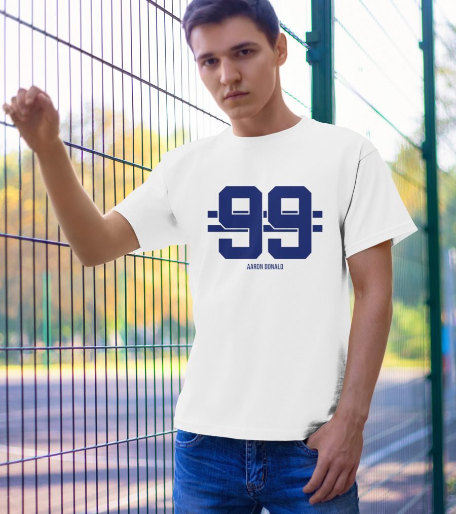 Aaron Donald 99 Los Angeles Rams Stripe Number T-Shirt