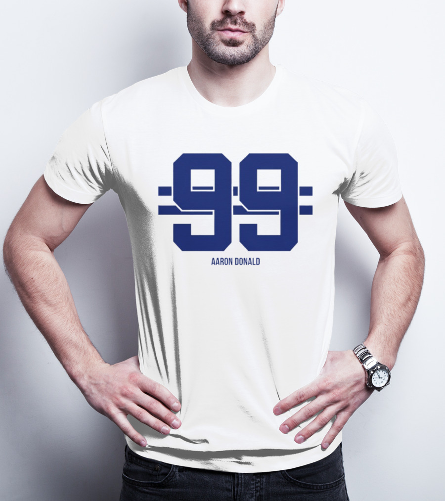 Aaron Donald 99 Los Angeles Rams Stripe Number T-Shirt