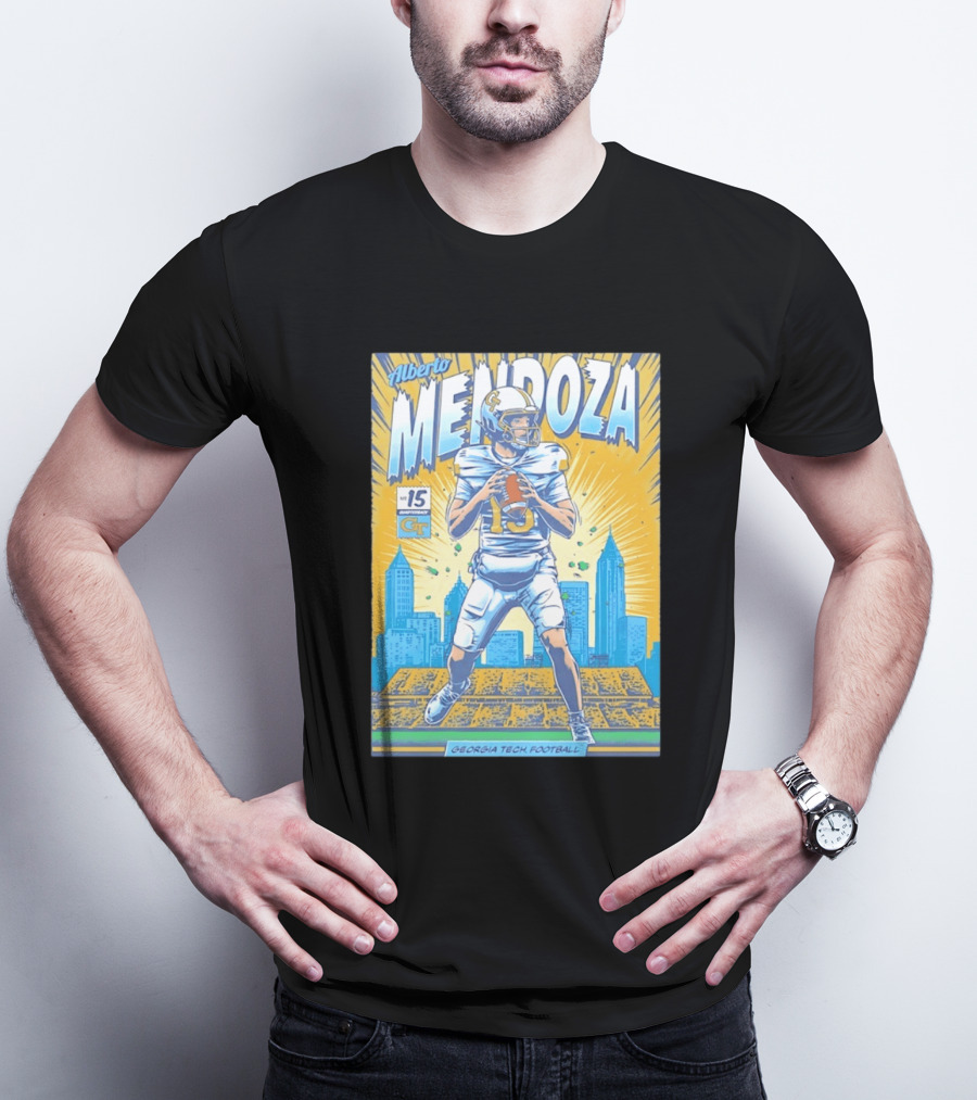 Alberto Mendoza Georgia Tech Football No 15 Yellow Jackets T-Shirt