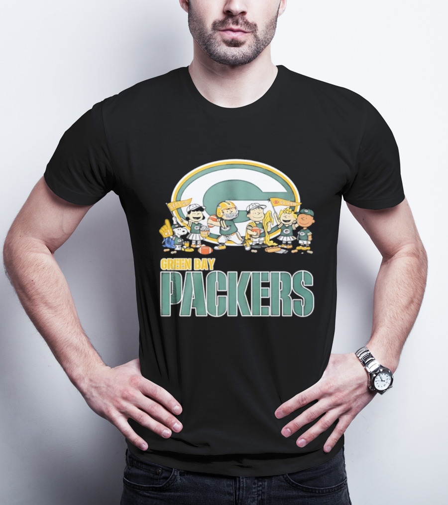 Peanuts Characters Celebrating Green Bay Packers Let's Go Go Team T-Shirt