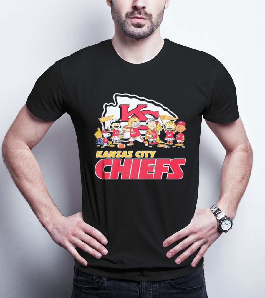 Kansas City Chiefs Peanuts Characters Go Team Let's Go T-Shirt