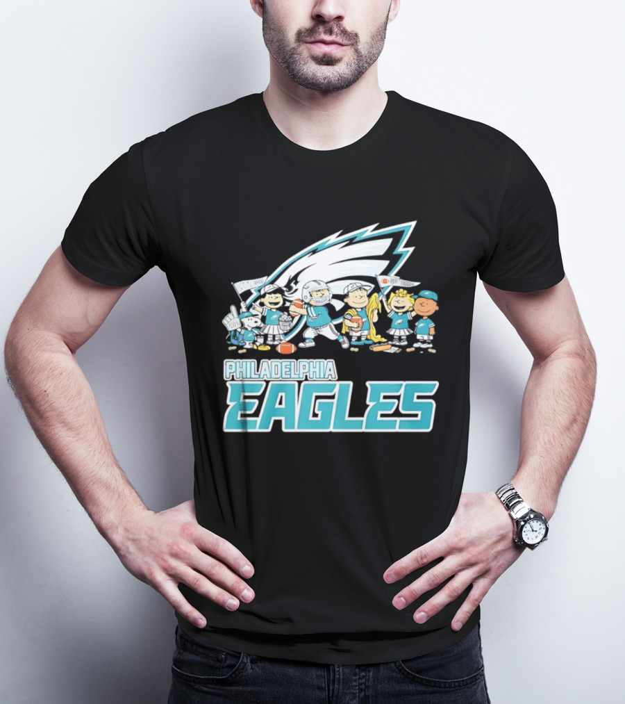 Peanuts Philadelphia Eagles Characters NFL Collaboration T-Shirt