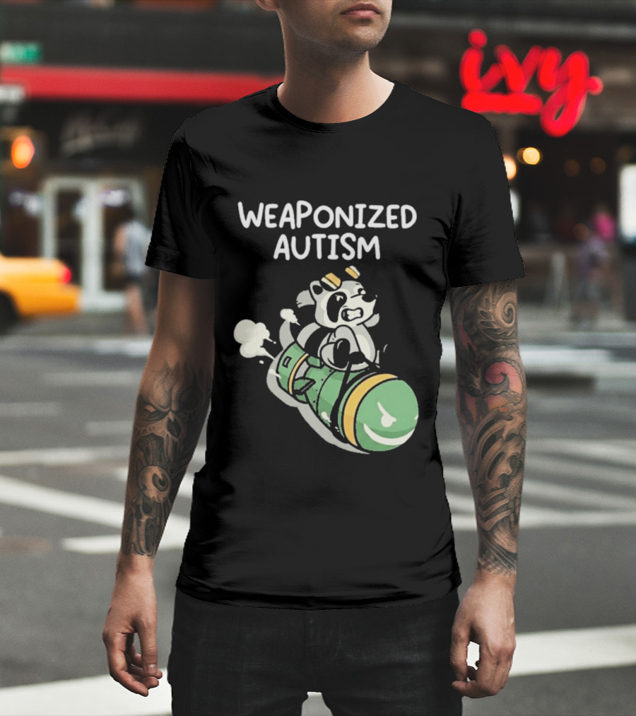 Weaponized Autism Raccoon Riding Missile T-Shirt