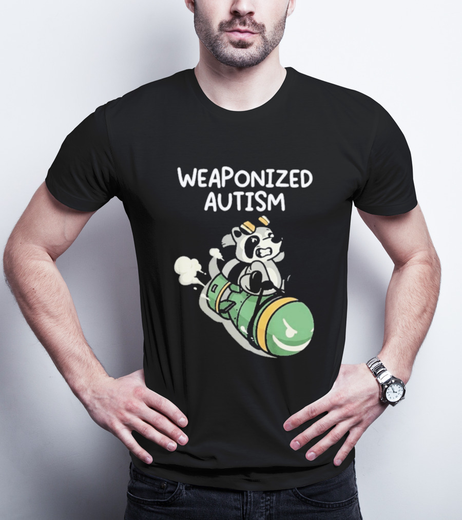 Weaponized Autism Raccoon Riding Missile T-Shirt
