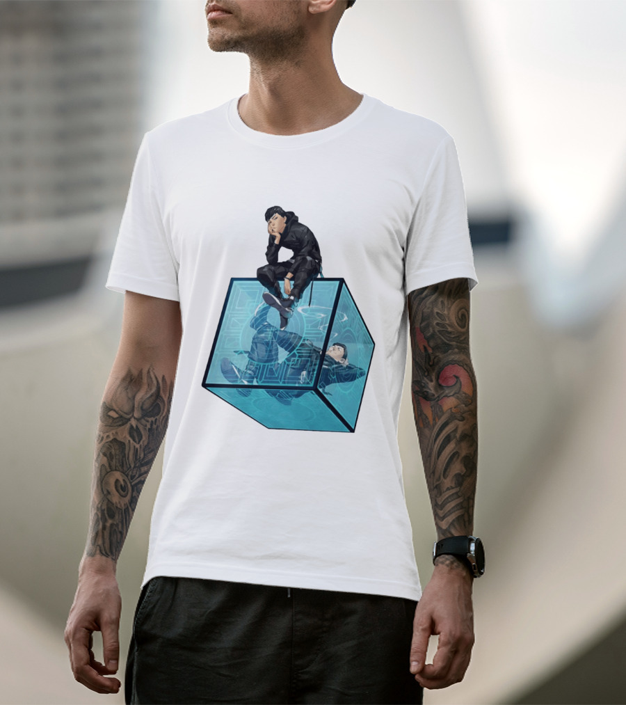 Ghostwire Tokyo Character Sitting On Cyber Cube T-Shirt