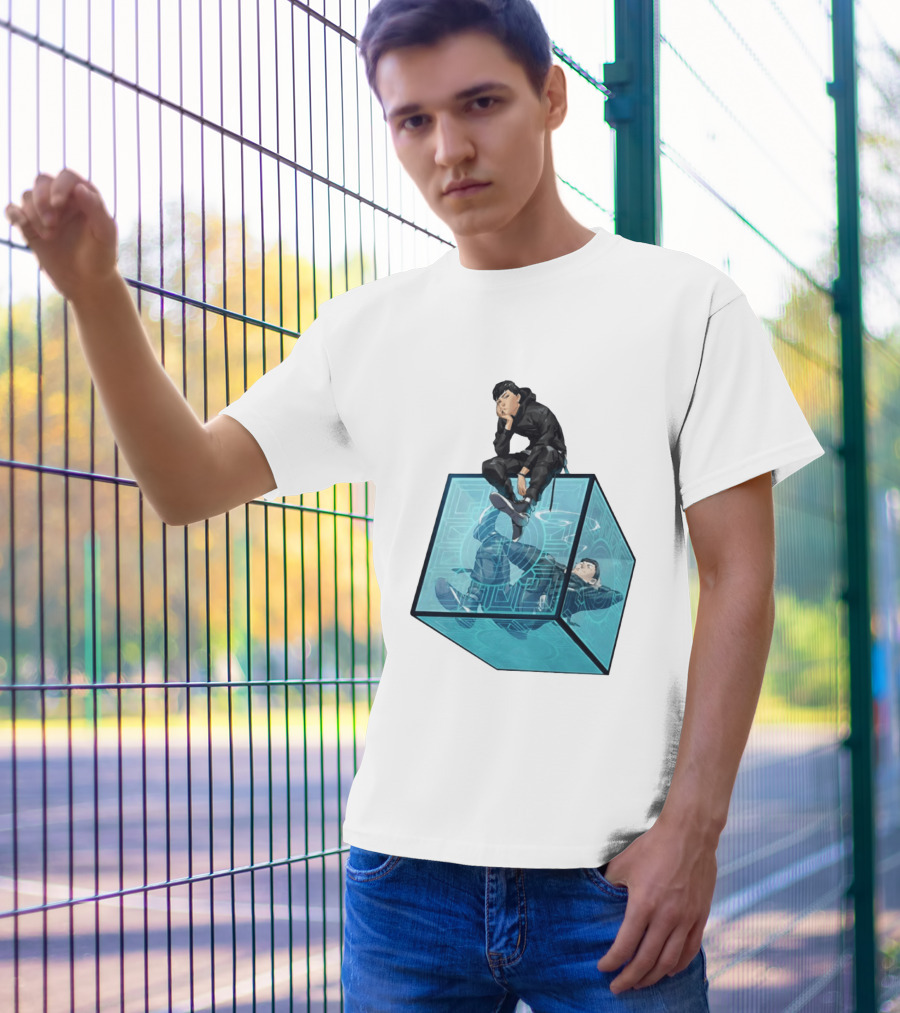 Ghostwire Tokyo Character Sitting On Cyber Cube T-Shirt