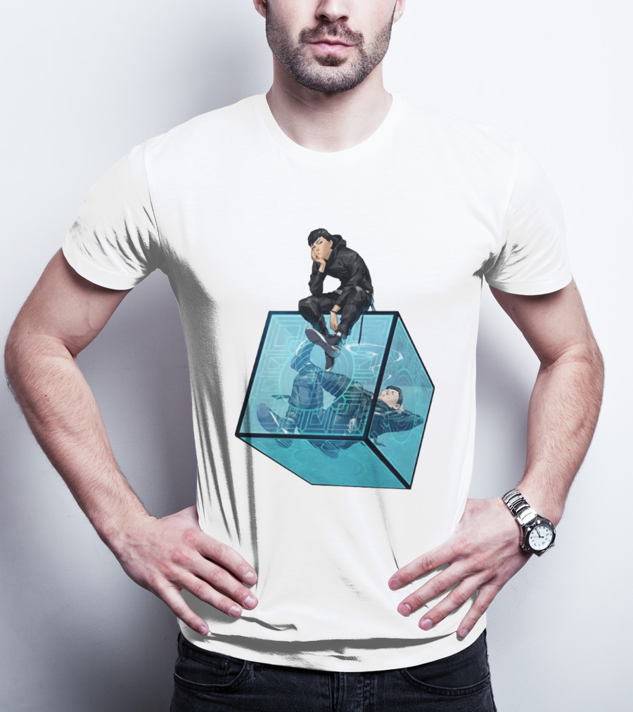 Ghostwire Tokyo Character Sitting On Cyber Cube T-Shirt