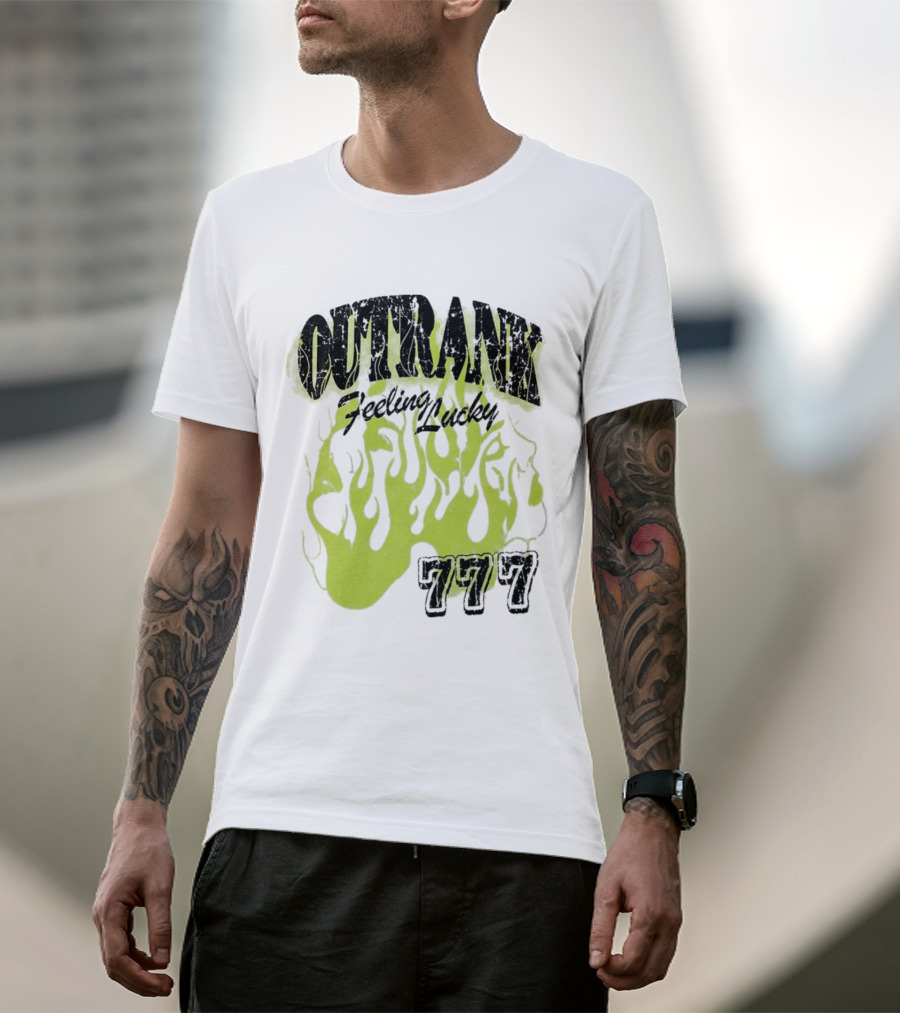 Outrank Feeling Lucky 777 Green Flames T-Shirt