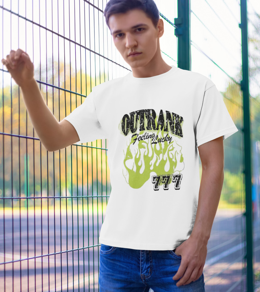 Outrank Feeling Lucky 777 Green Flames T-Shirt