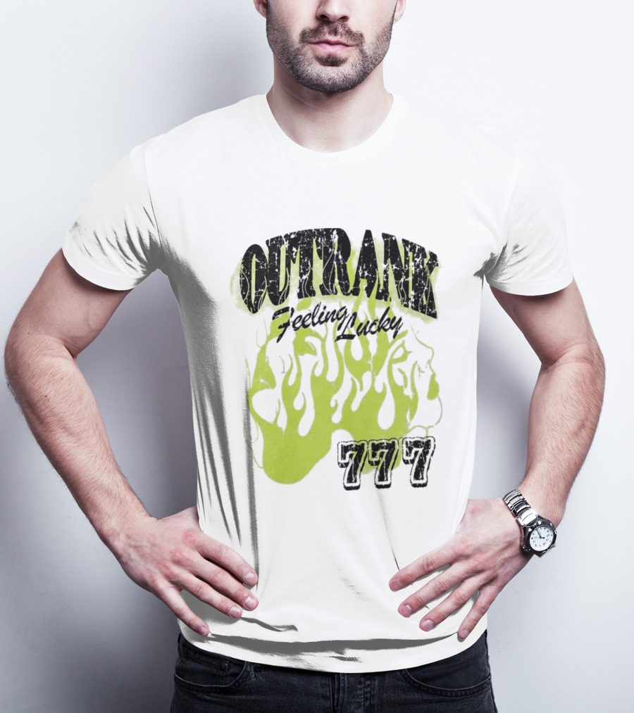 Outrank Feeling Lucky 777 Green Flames T-Shirt