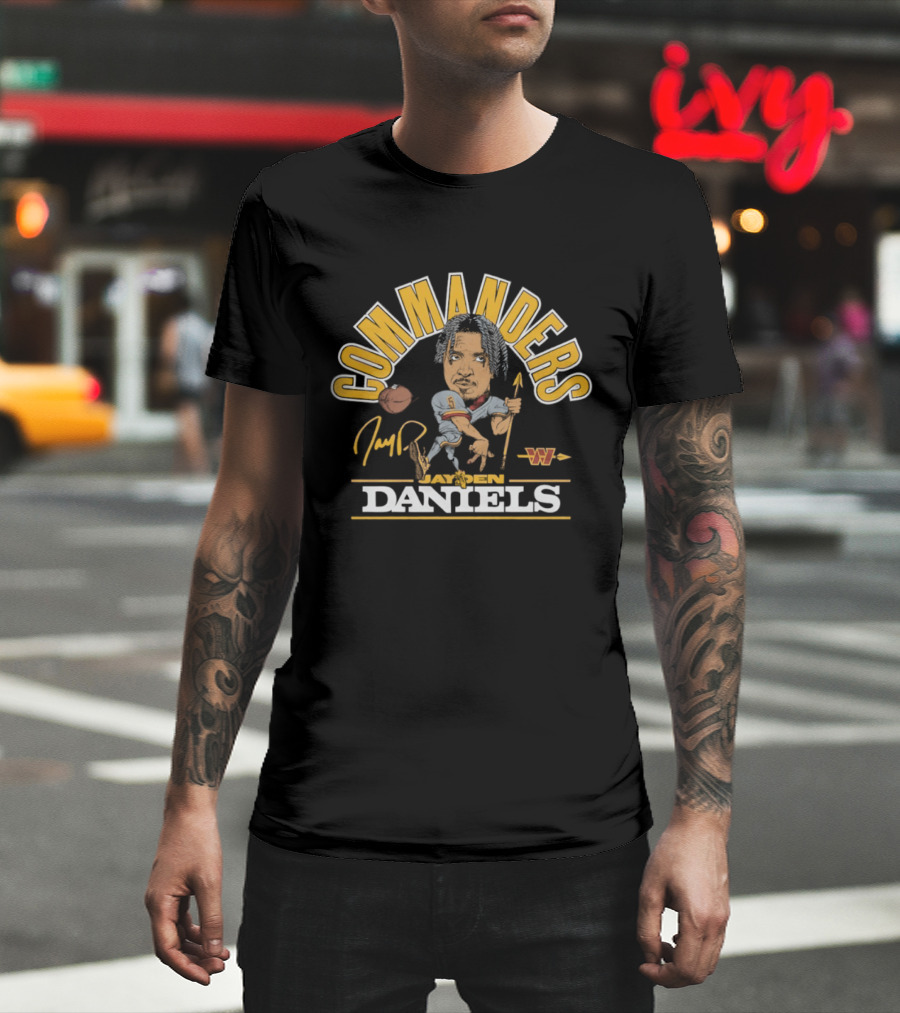 Washington Commanders Football Jayden Daniels Caricature T-Shirt