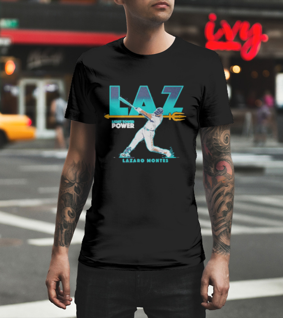 Seattle Mariners Lazaro Montes Laz Light Tower Power T-Shirt