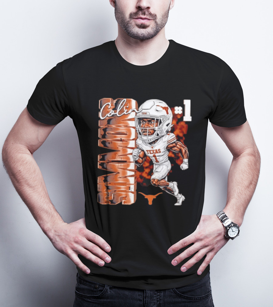 Colin Simmons #1 Texas Longhorns Football Caricature T-Shirt