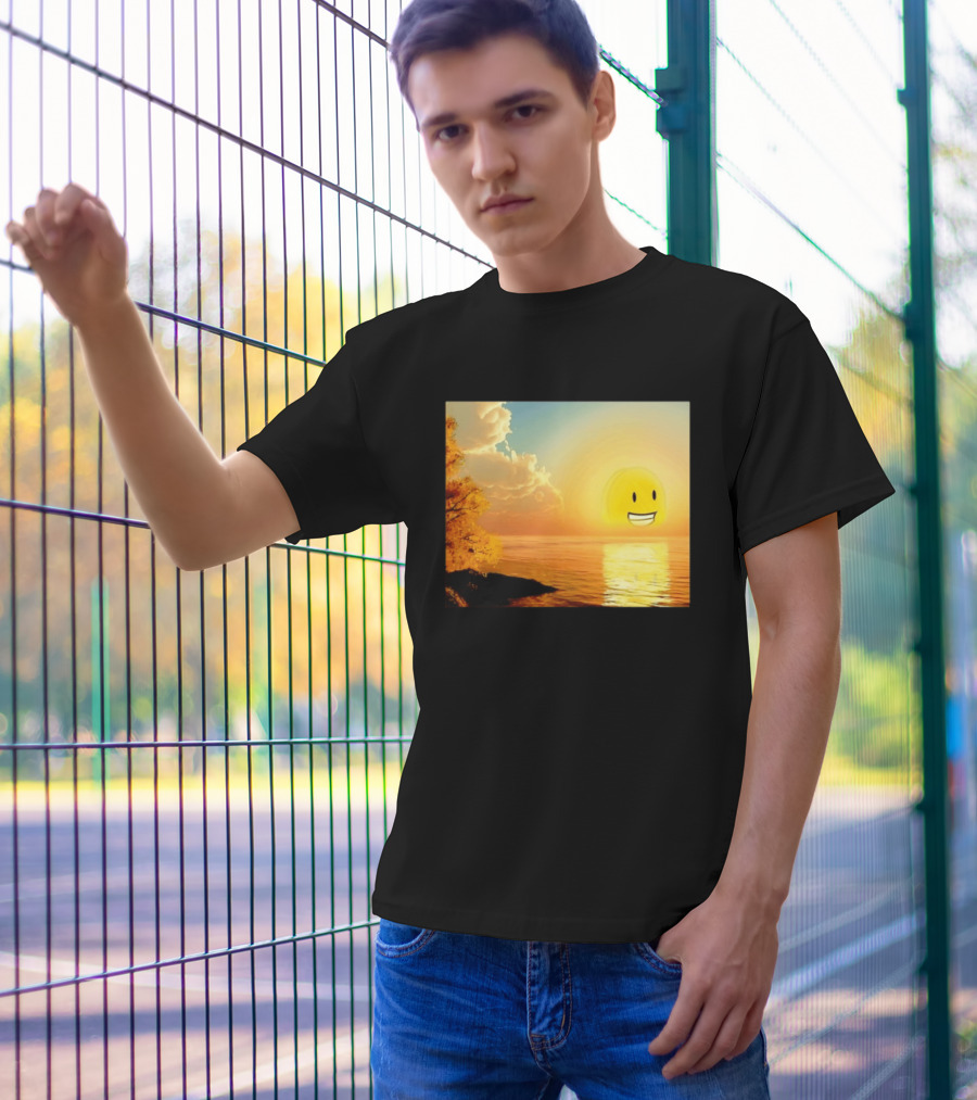 Golden Coin Face Sunset Over Water Inspired By Battle For Dream Island T-Shirt